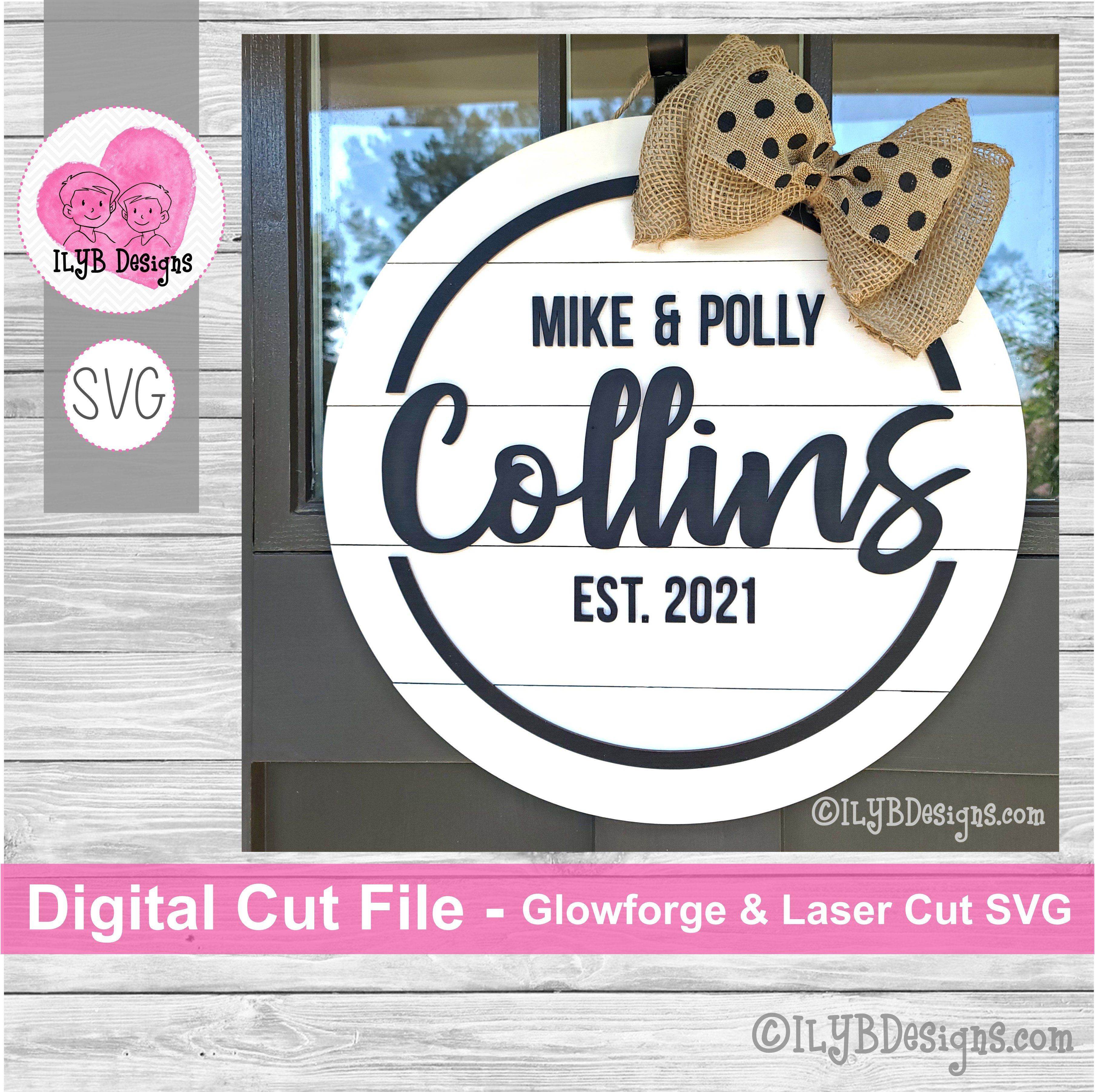 Round Shiplap Family Name Est Sign Laser Cut SVG File | ILYB Designs