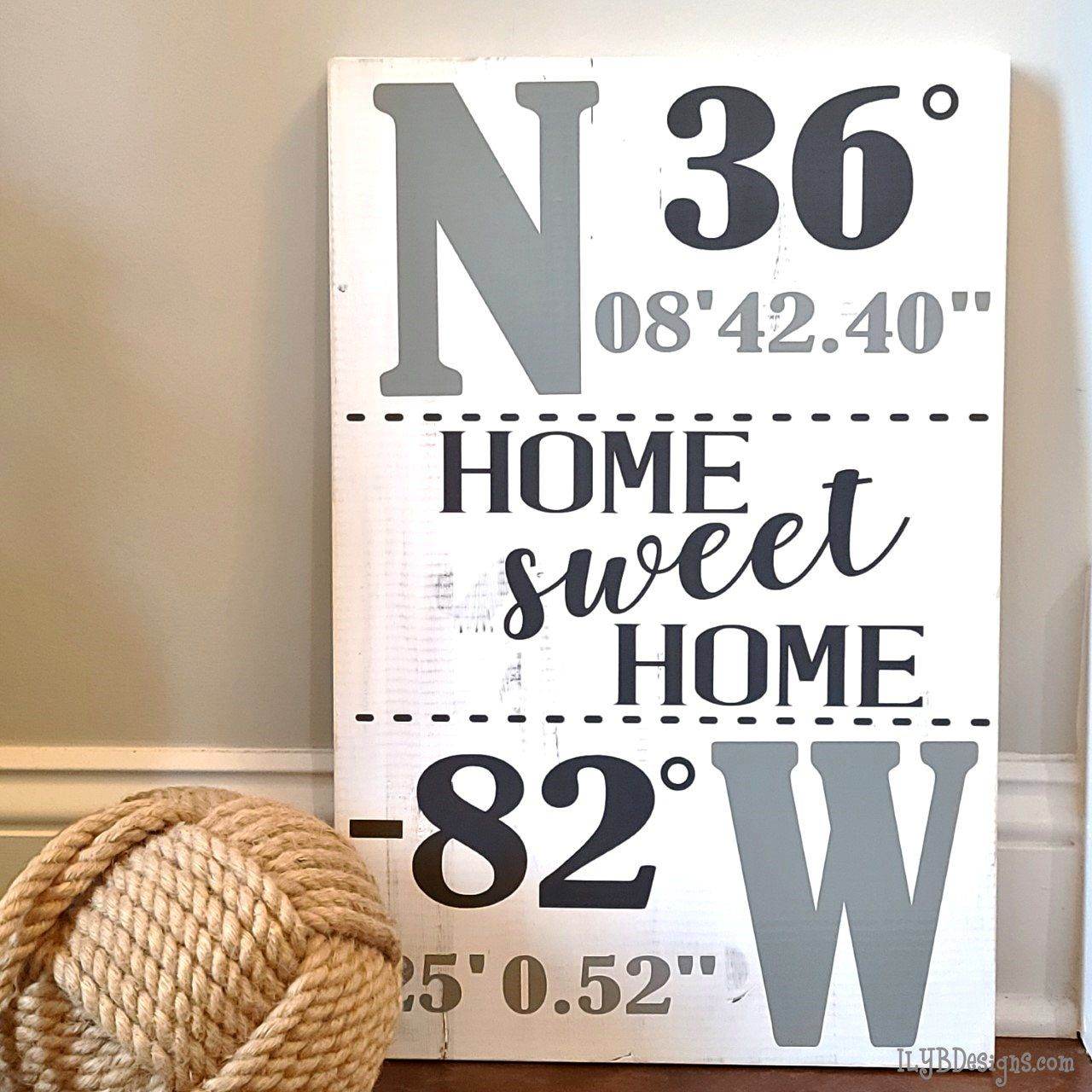 Latitude Longitude Sign - Coordinates Sign - Wood Sign | ILYB Designs